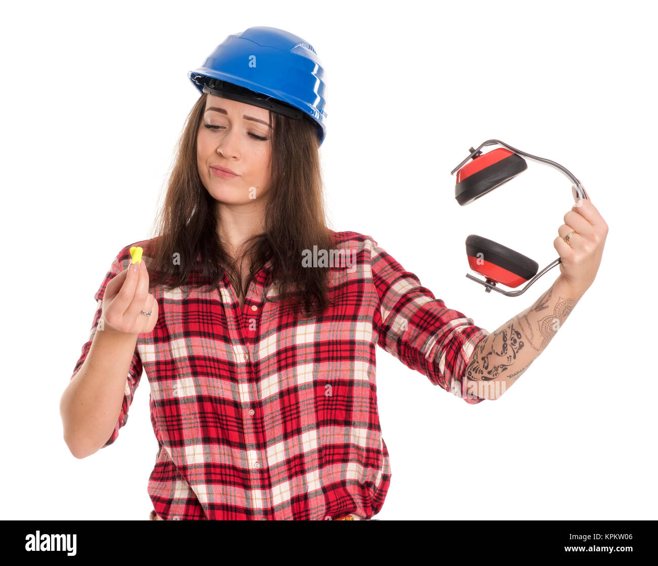 female artisan with hearing protection and ohrenprÃ¶ppel Stock Photo ...