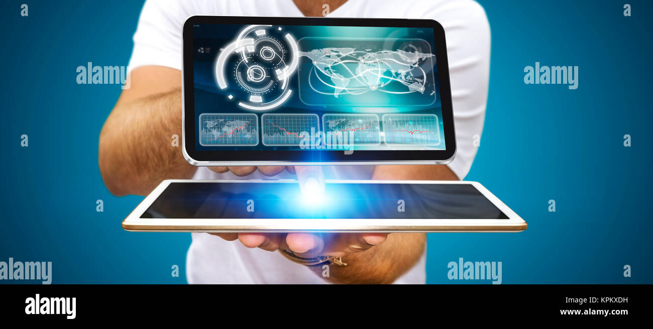 Young man using modern mobile phone Stock Photo - Alamy