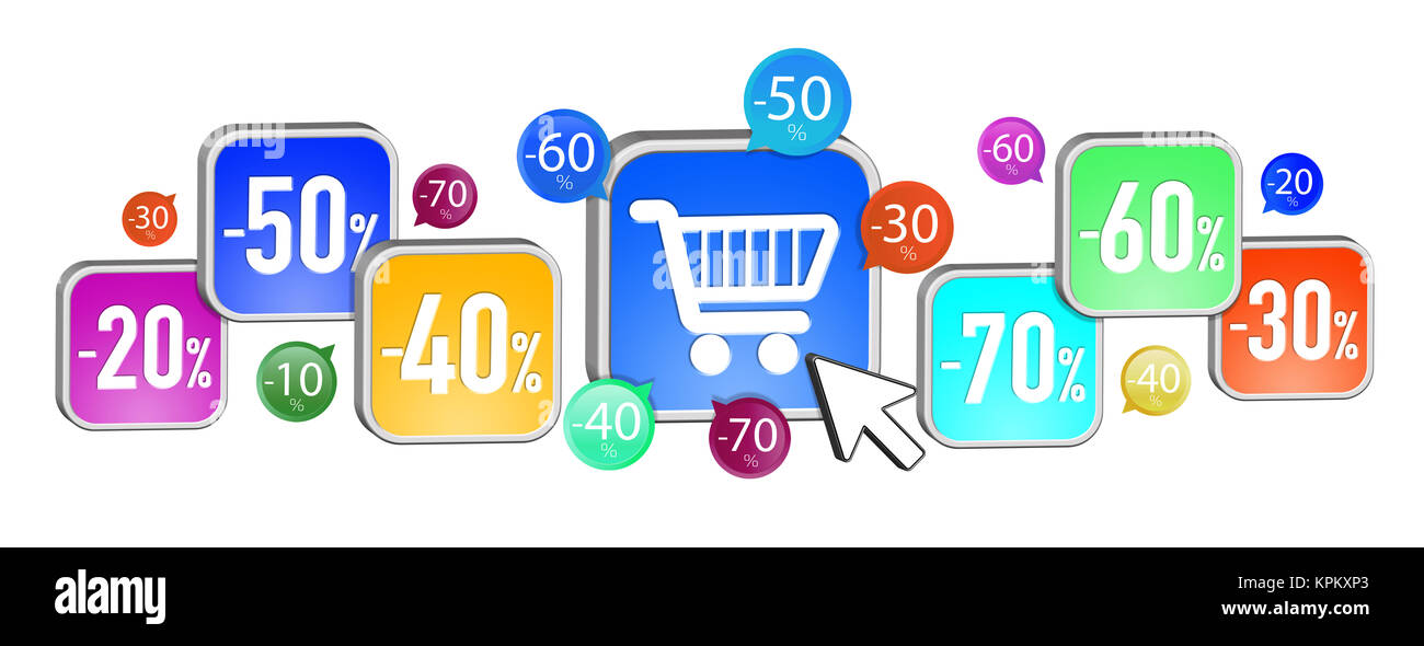 Sales icons flying together Stock Photo - Alamy