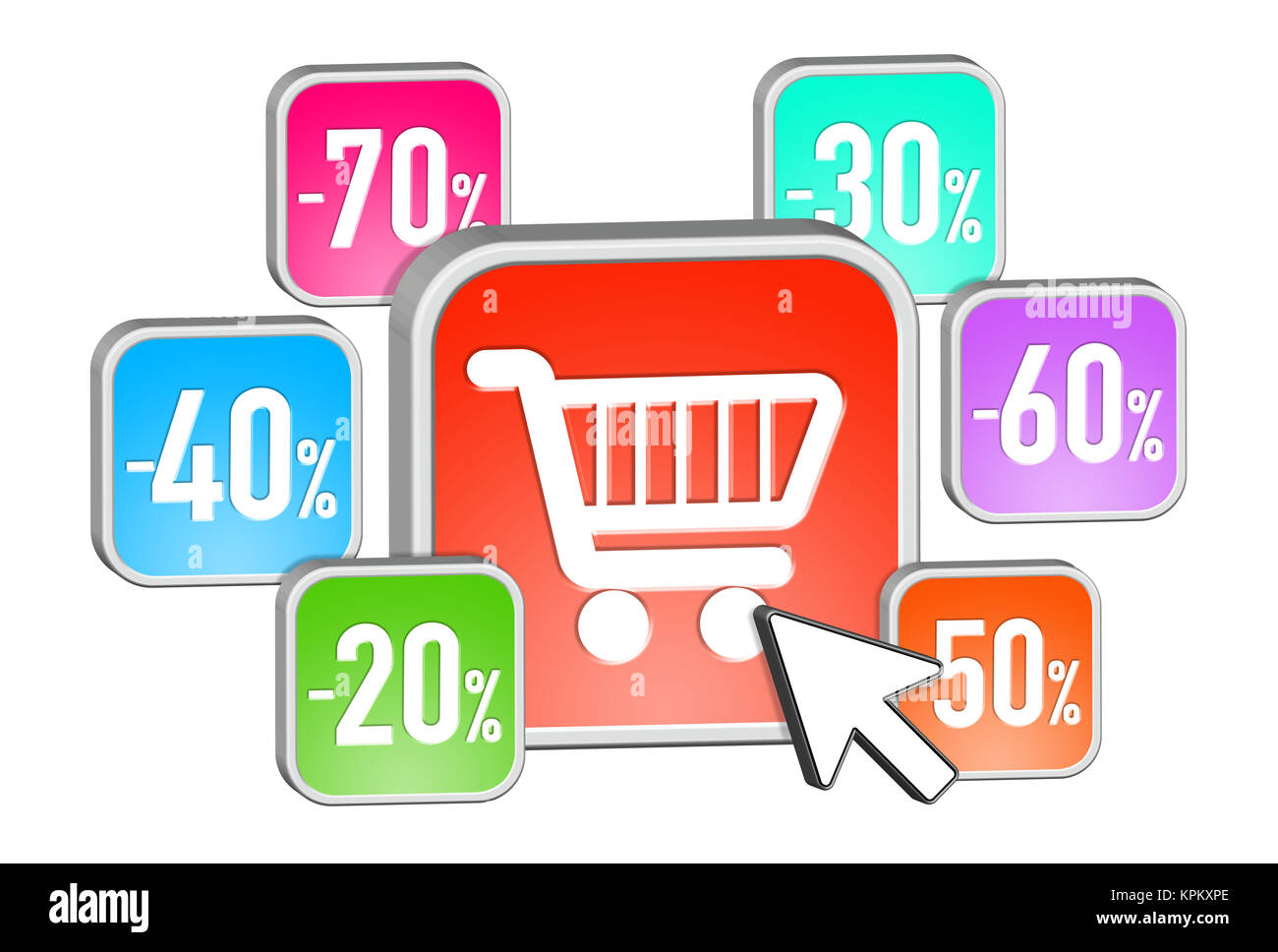 Sales icons flying together Stock Photo - Alamy