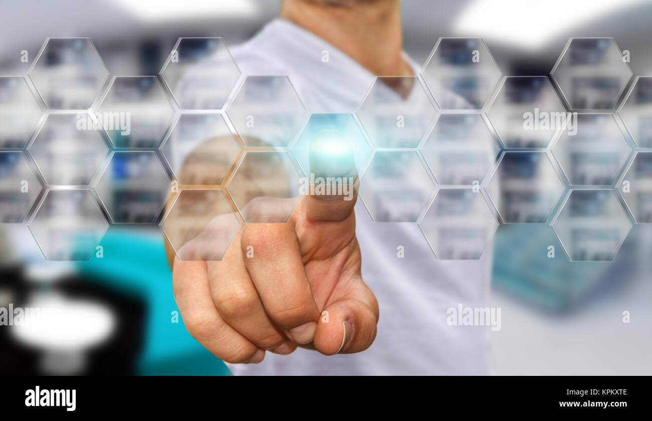 Businessman in his office using tactile interface Stock Photo - Alamy