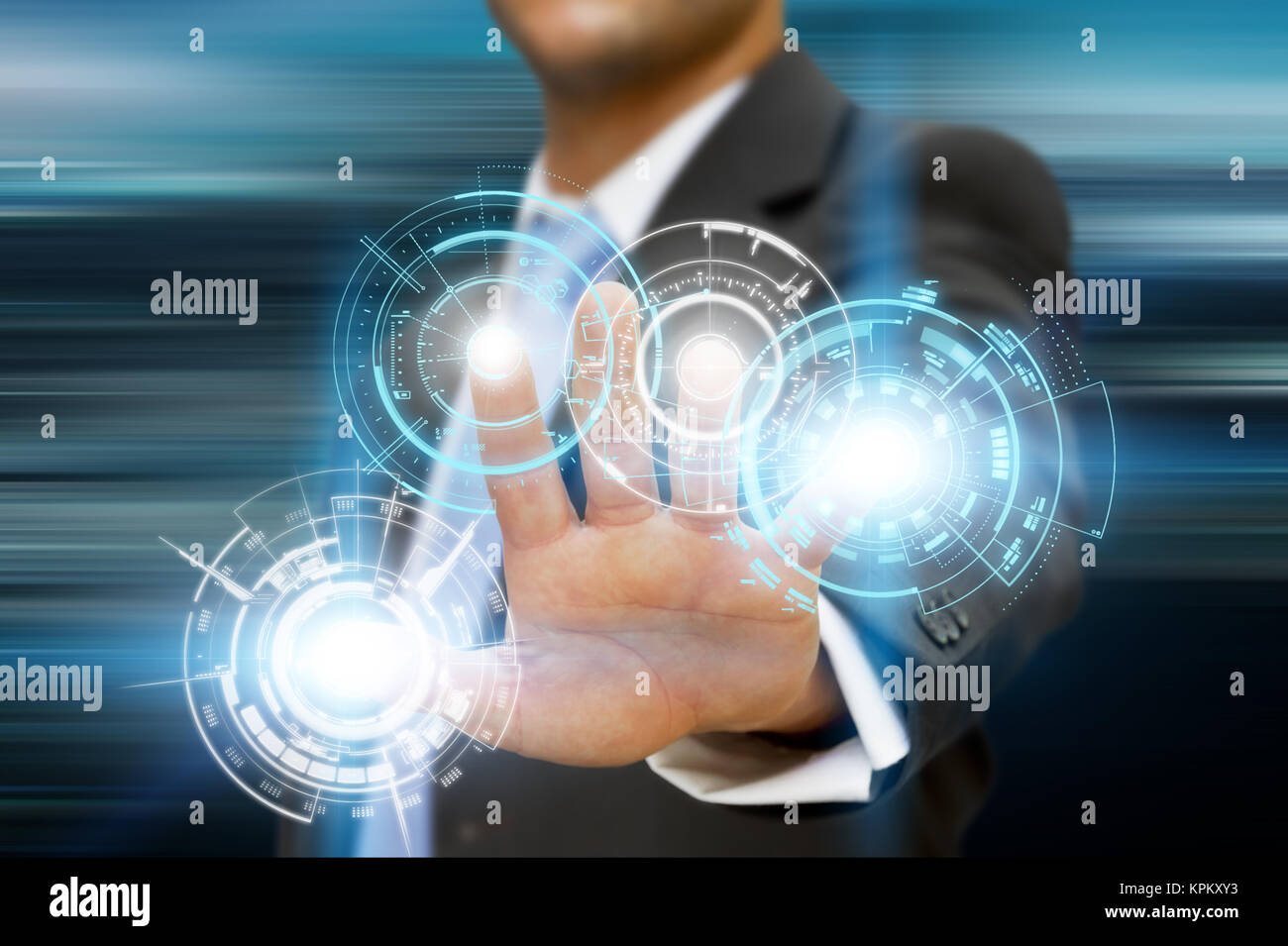 Businessman in his office using tactile interface Stock Photo - Alamy