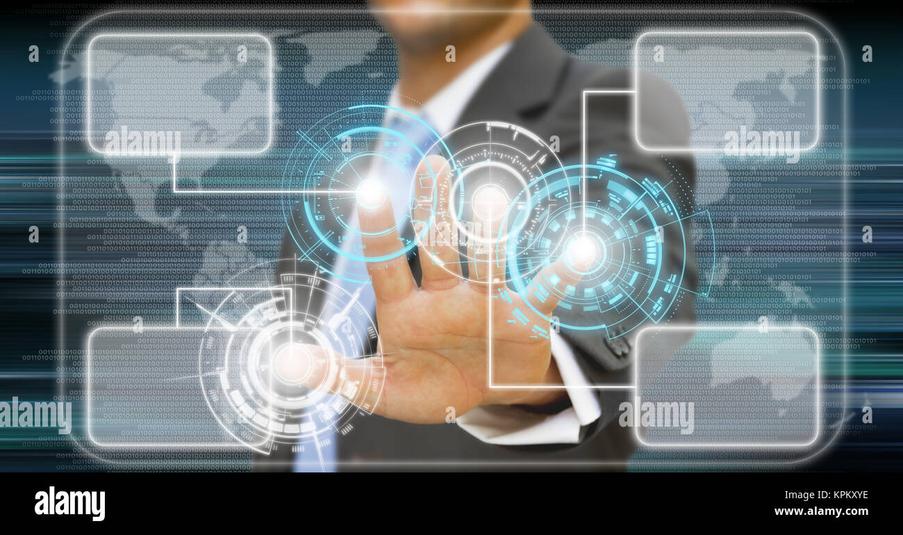 Businessman in his office using tactile interface Stock Photo - Alamy