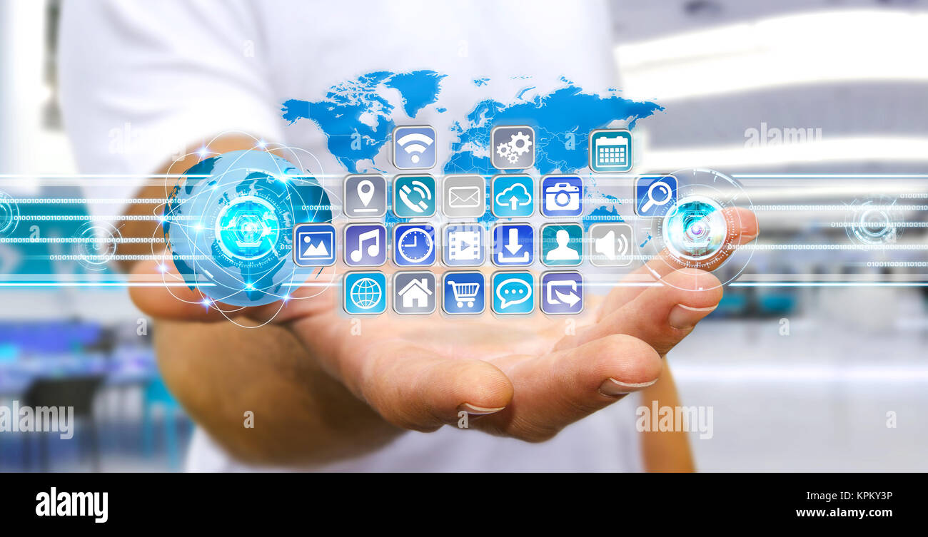 Businessman using modern digital applications Stock Photo - Alamy