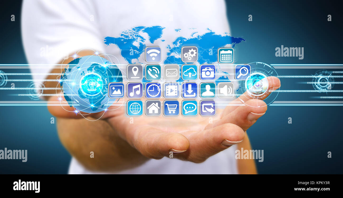 Businessman using modern digital applications Stock Photo - Alamy