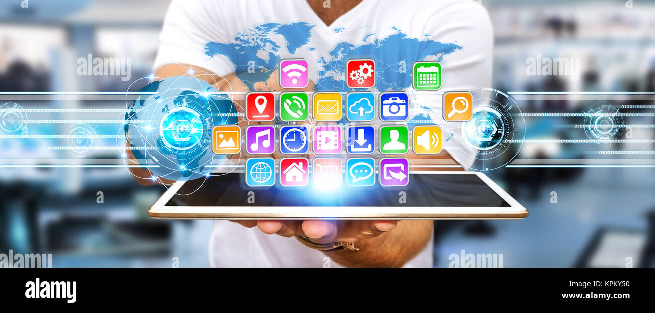 Businessman using modern digital applications Stock Photo - Alamy