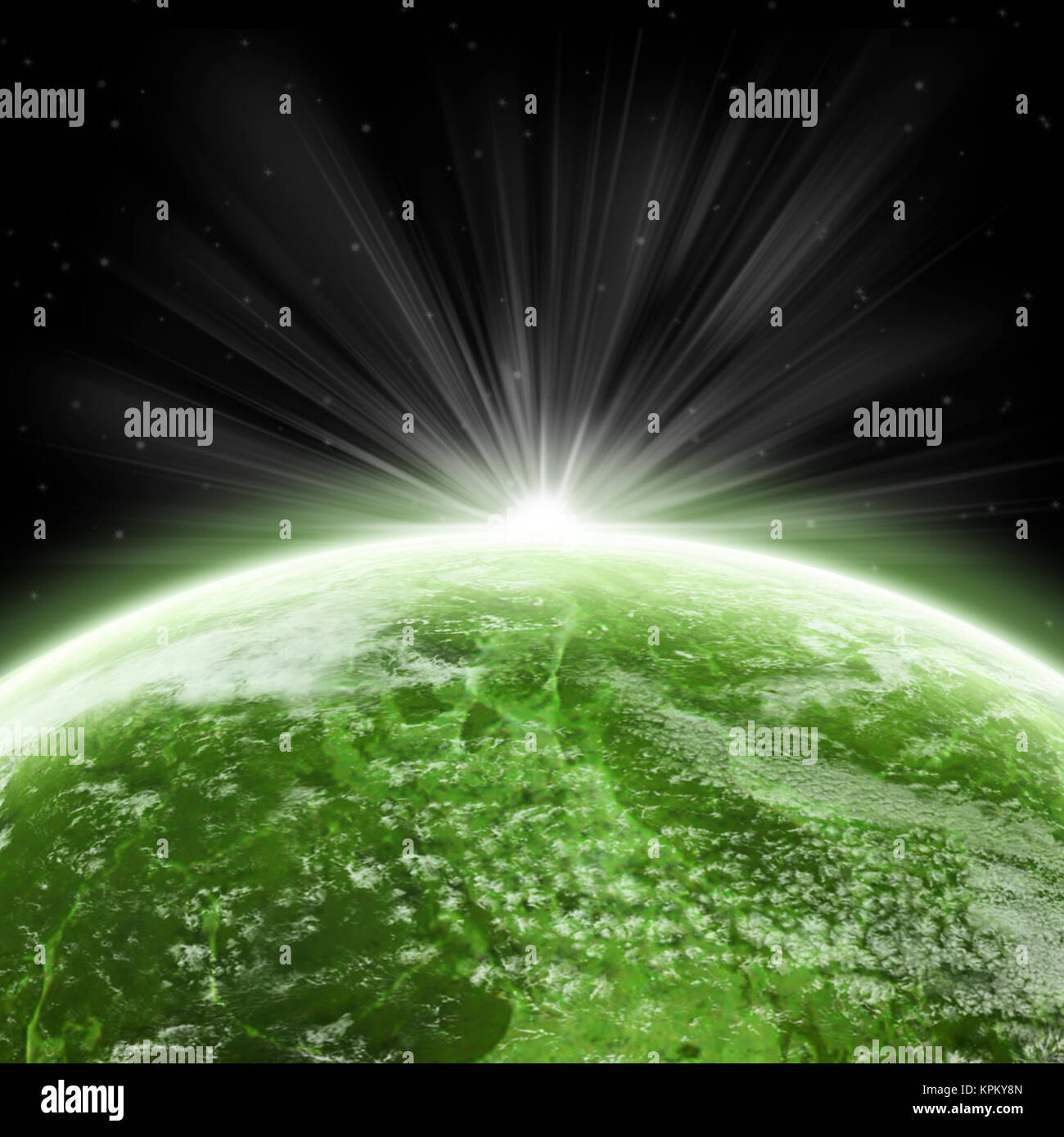 Sunrise over planet in space Stock Photo - Alamy