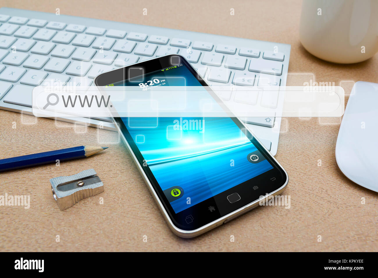 Modern mobile phone with internet web bar Stock Photo - Alamy