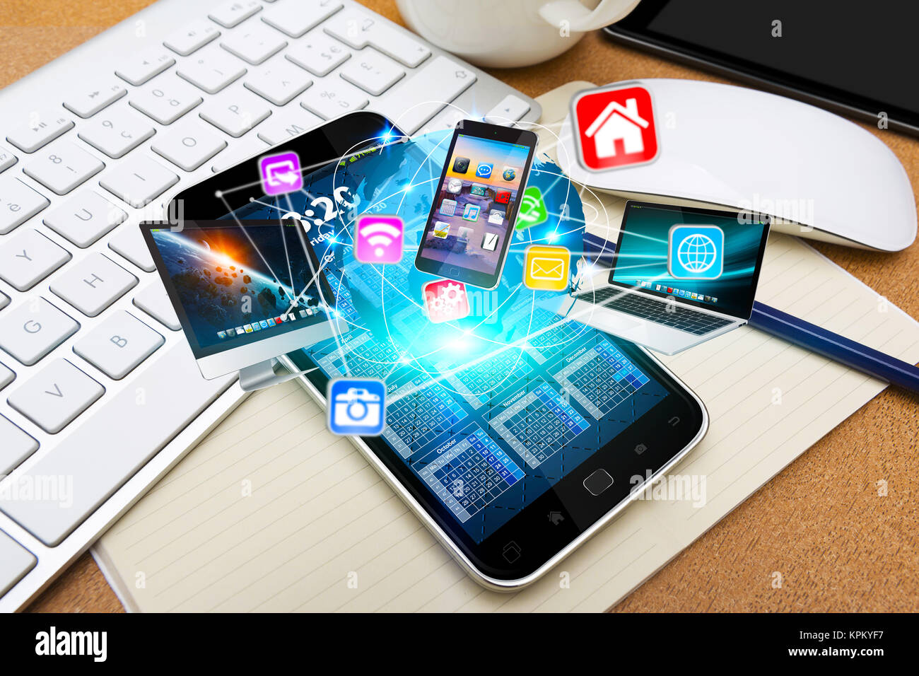 Modern mobile phone connecting tech devices Stock Photo - Alamy