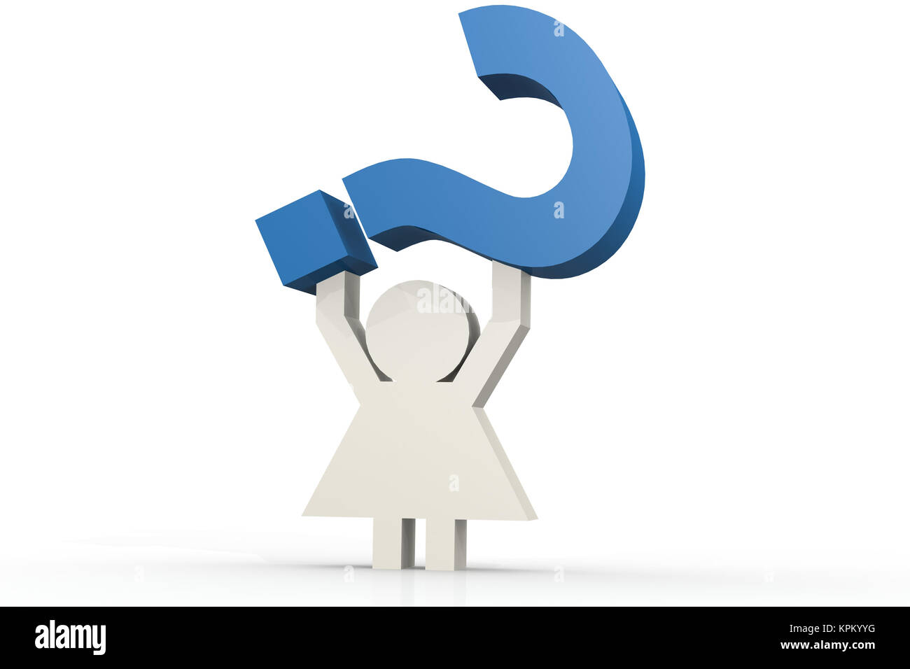 Girl icon hold a blue question mark Stock Photo - Alamy