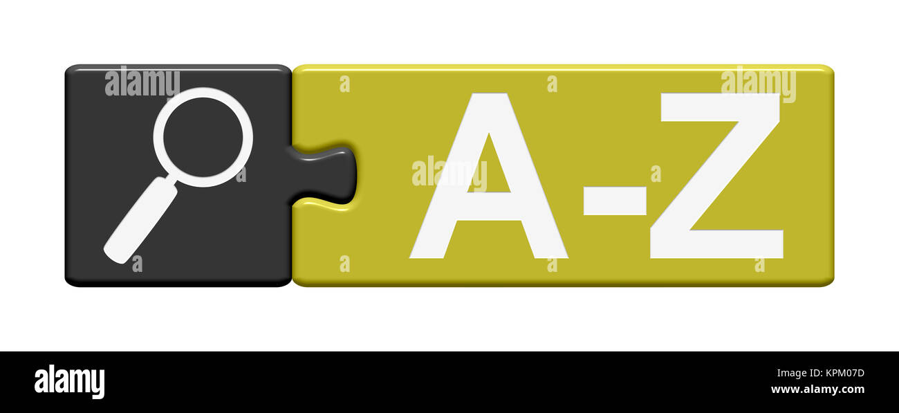 Puzzle Button aus zwei Teilen zeigt A-Z Stock Photo - Alamy