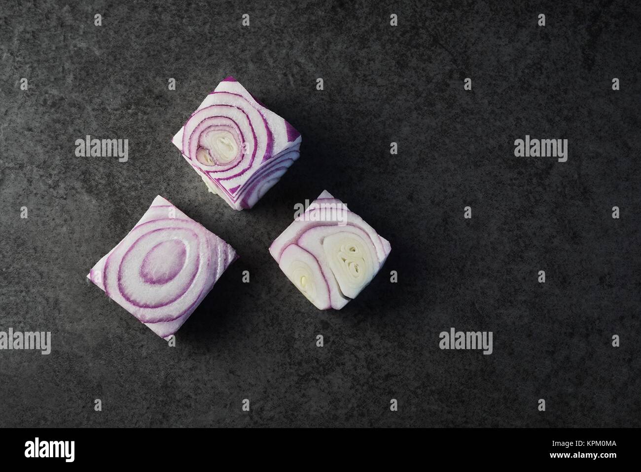 onion cube on black background Stock Photo - Alamy