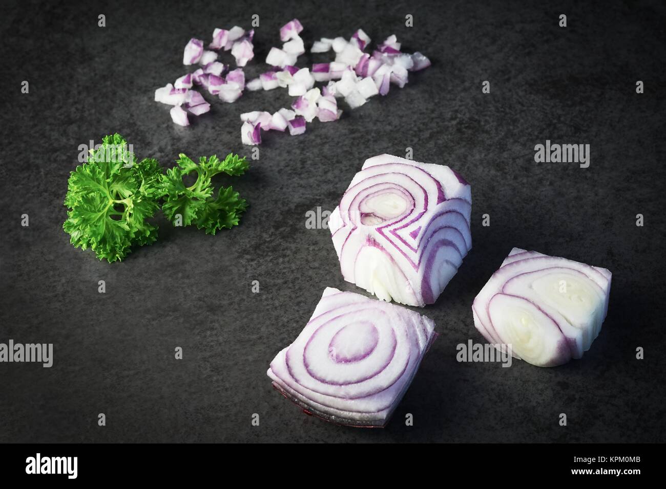 onion cube on black background Stock Photo - Alamy