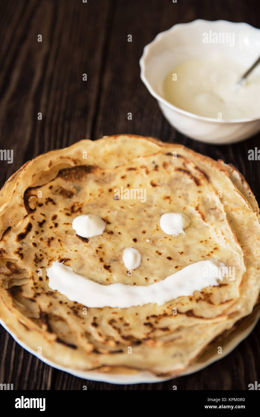 Fried tasty smiling pancakes Stock Photo - Alamy