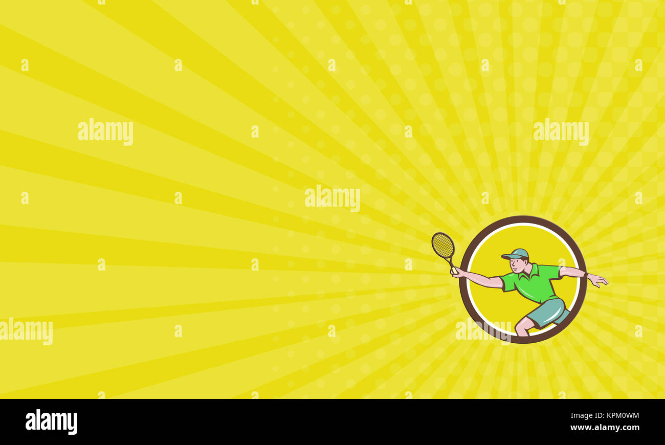 Business card Tennis Player Racquet Forehand Circle Cartoon Stock Photo ...