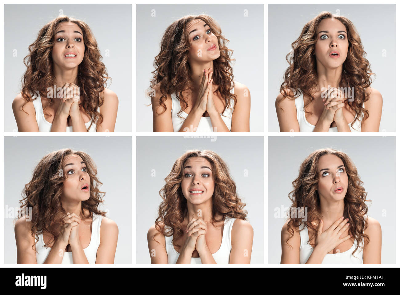 The set of female portraites with softened facial expression Stock ...