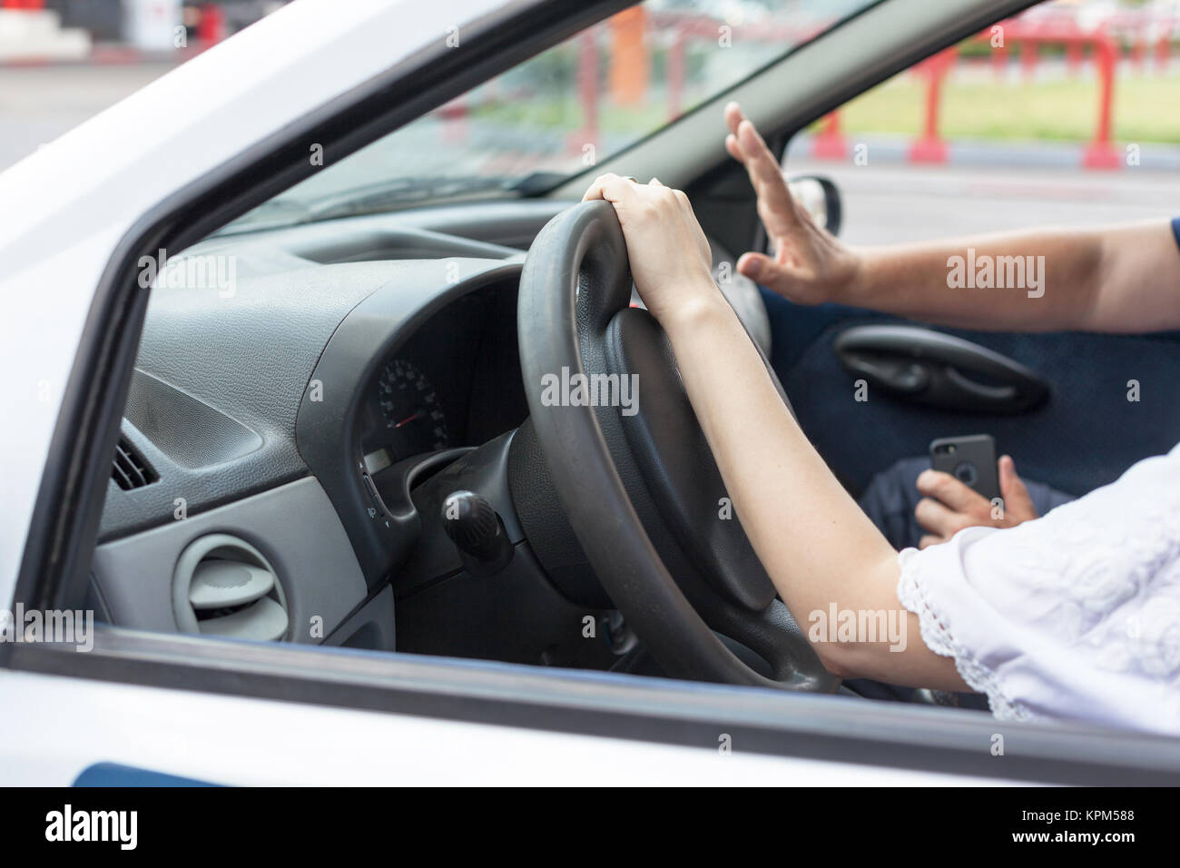 Driving school. Learning to drive a car Stock Photo - Alamy