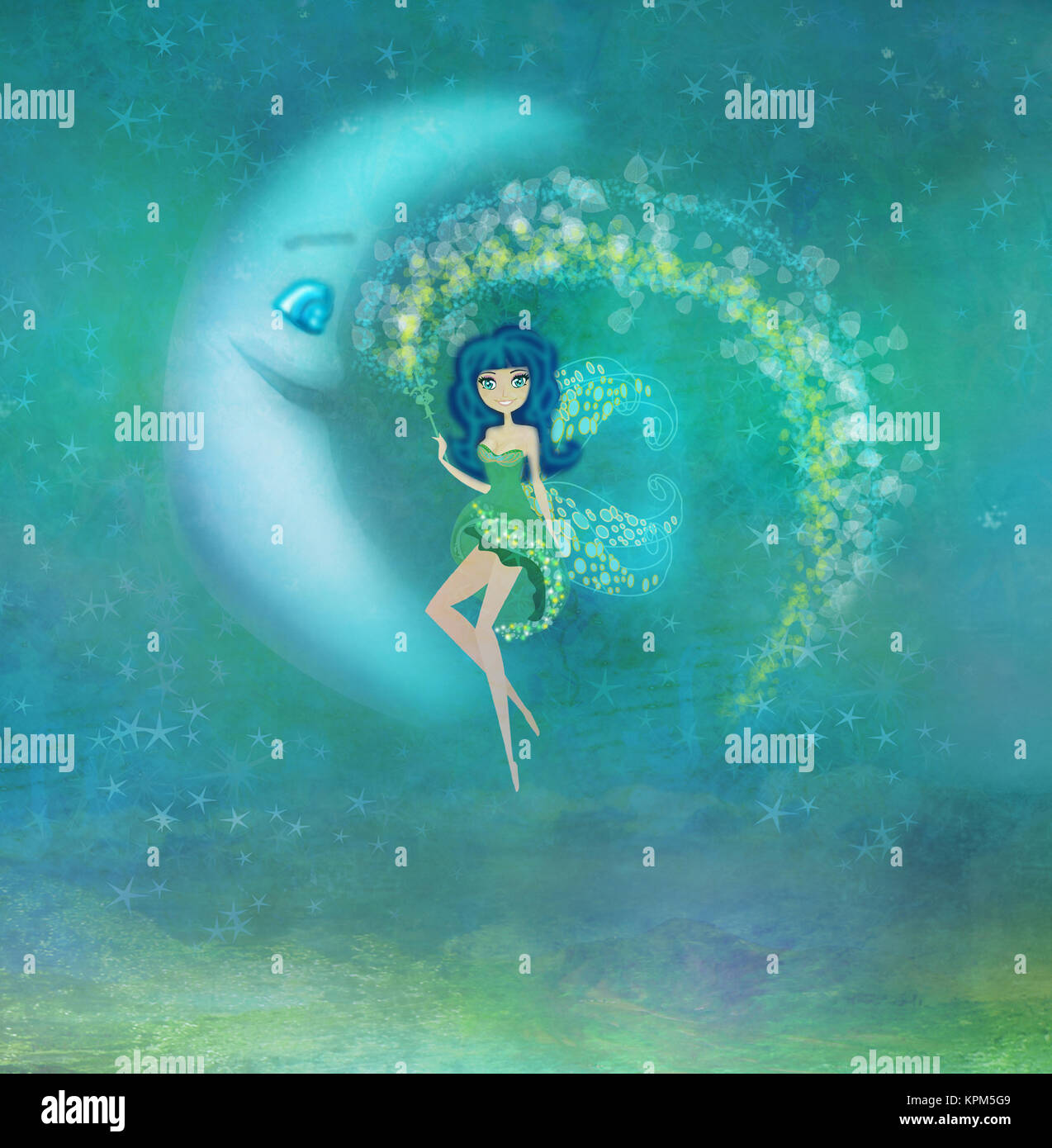 fairy sitting on the moon Stock Photo - Alamy