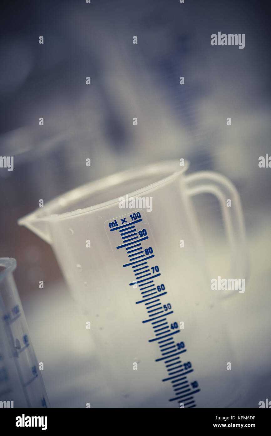 Recipients in chemistry lab Stock Photo - Alamy