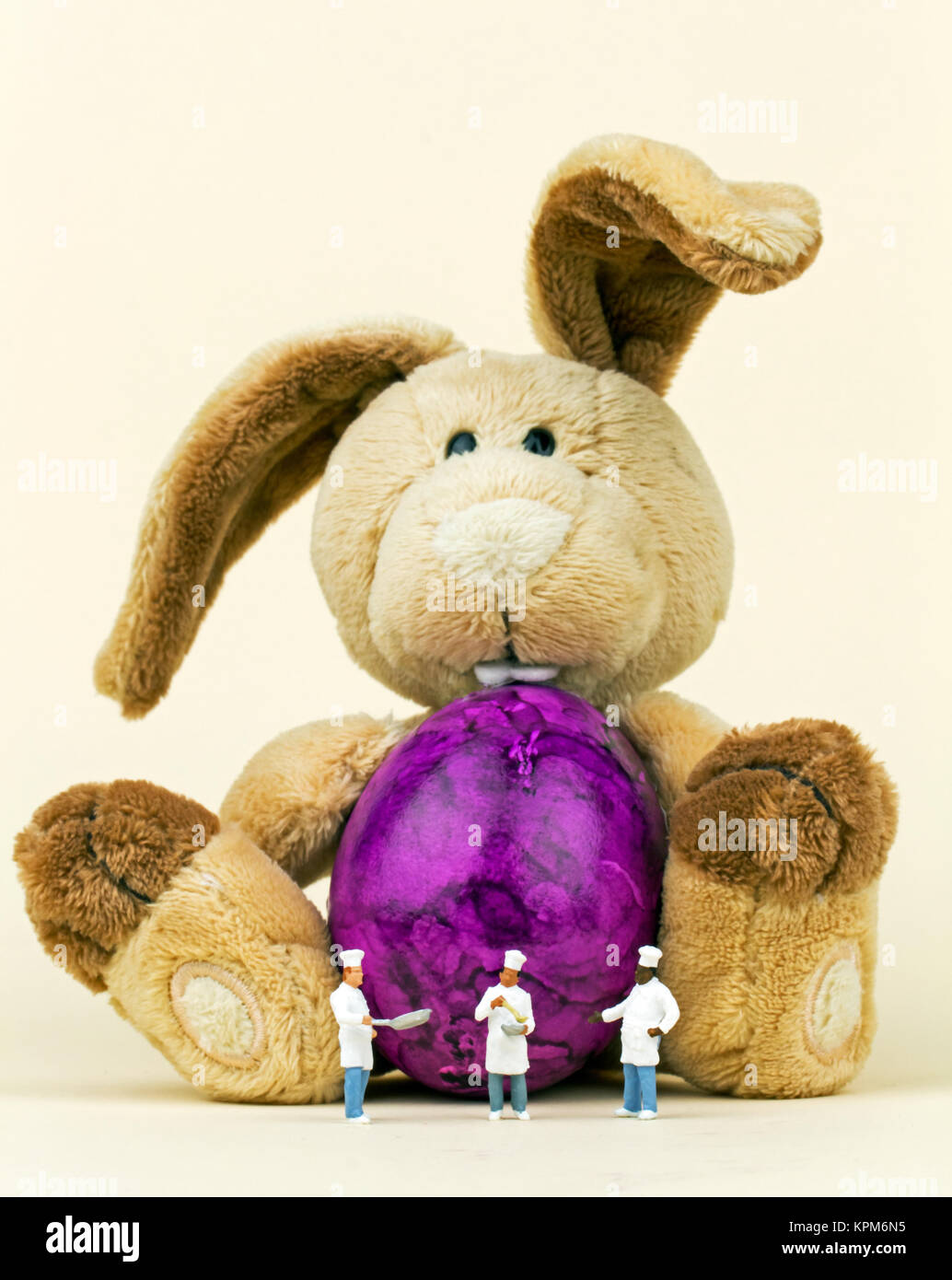 easter bunny and miniature chefs Stock Photo - Alamy