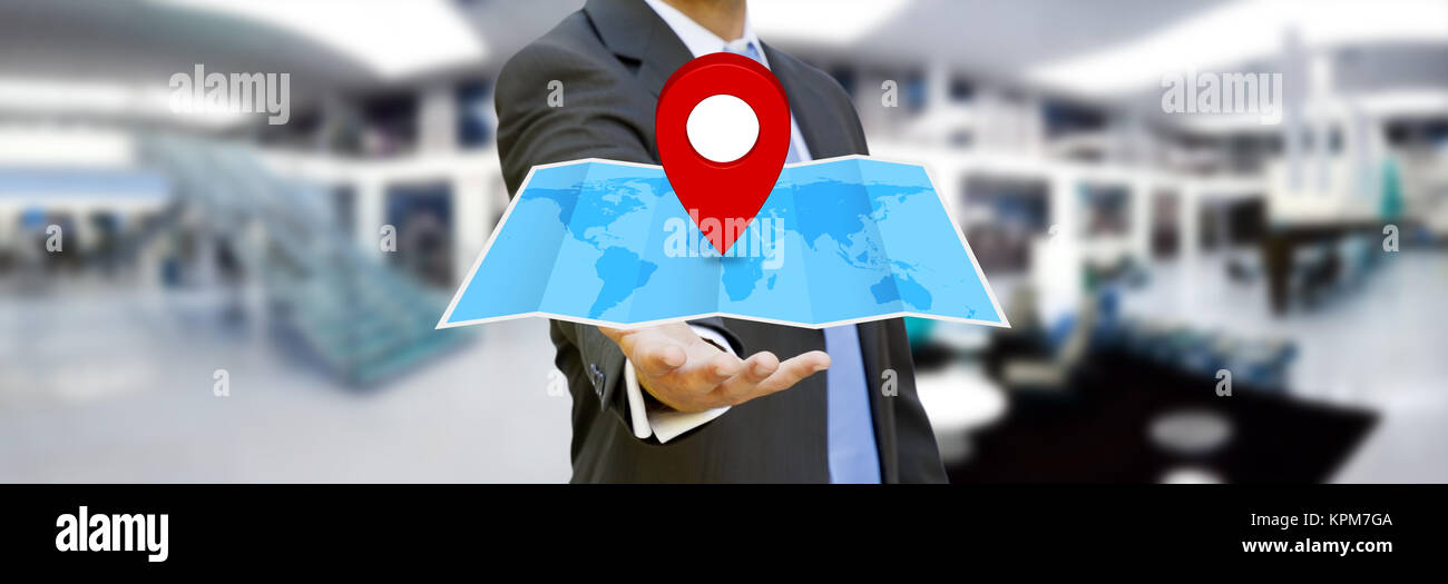 Businessman holding digital map in his hands Stock Photo - Alamy