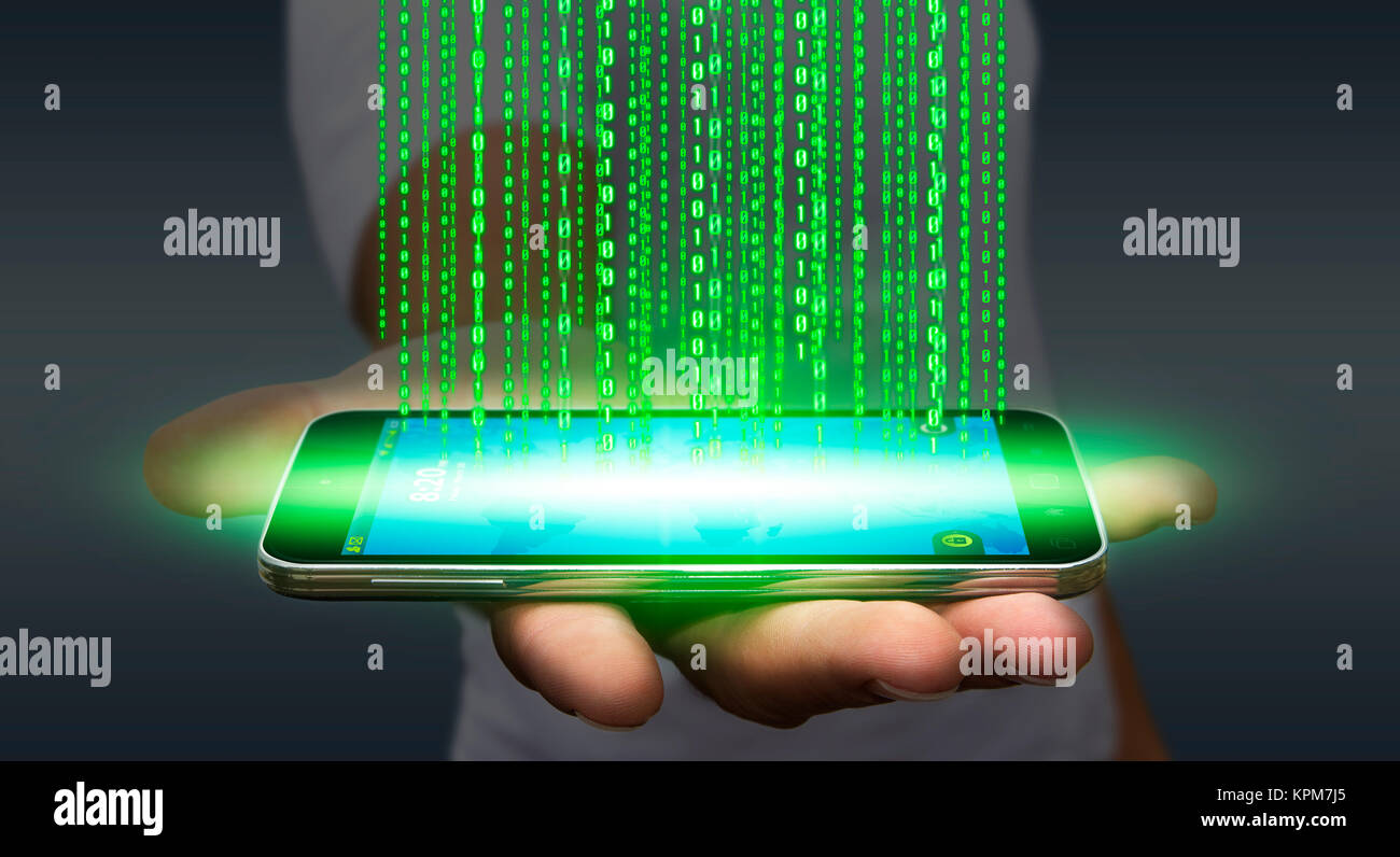 Businessman downloading software on his mobile phone Stock Photo - Alamy