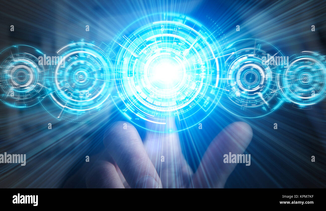 Businessman in his office using tactile interface Stock Photo - Alamy