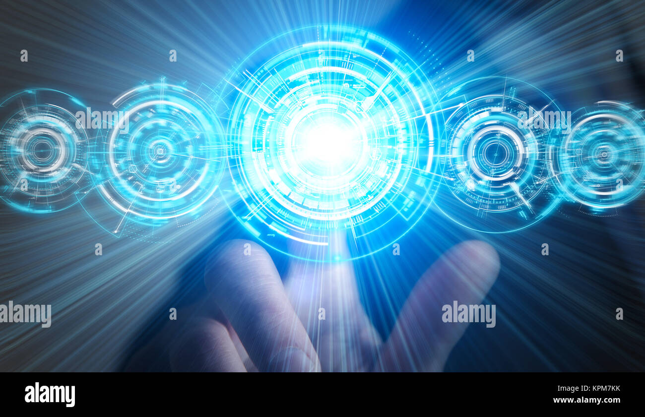 Businessman in his office using tactile interface Stock Photo - Alamy