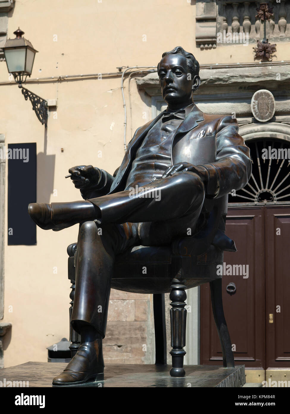 Bronze statue of Puccini in Lucca, Italy, near the house where he was ...