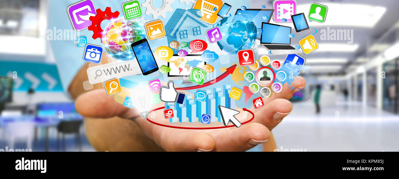 Businessman using modern digital application Stock Photo - Alamy