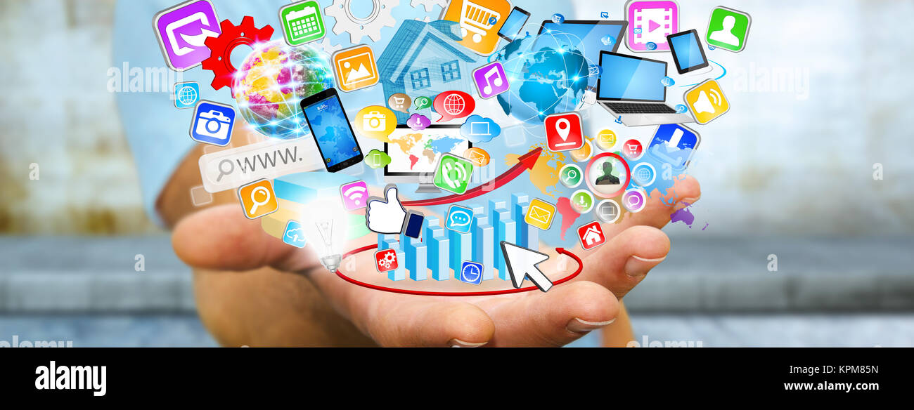 Businessman using modern digital application Stock Photo - Alamy