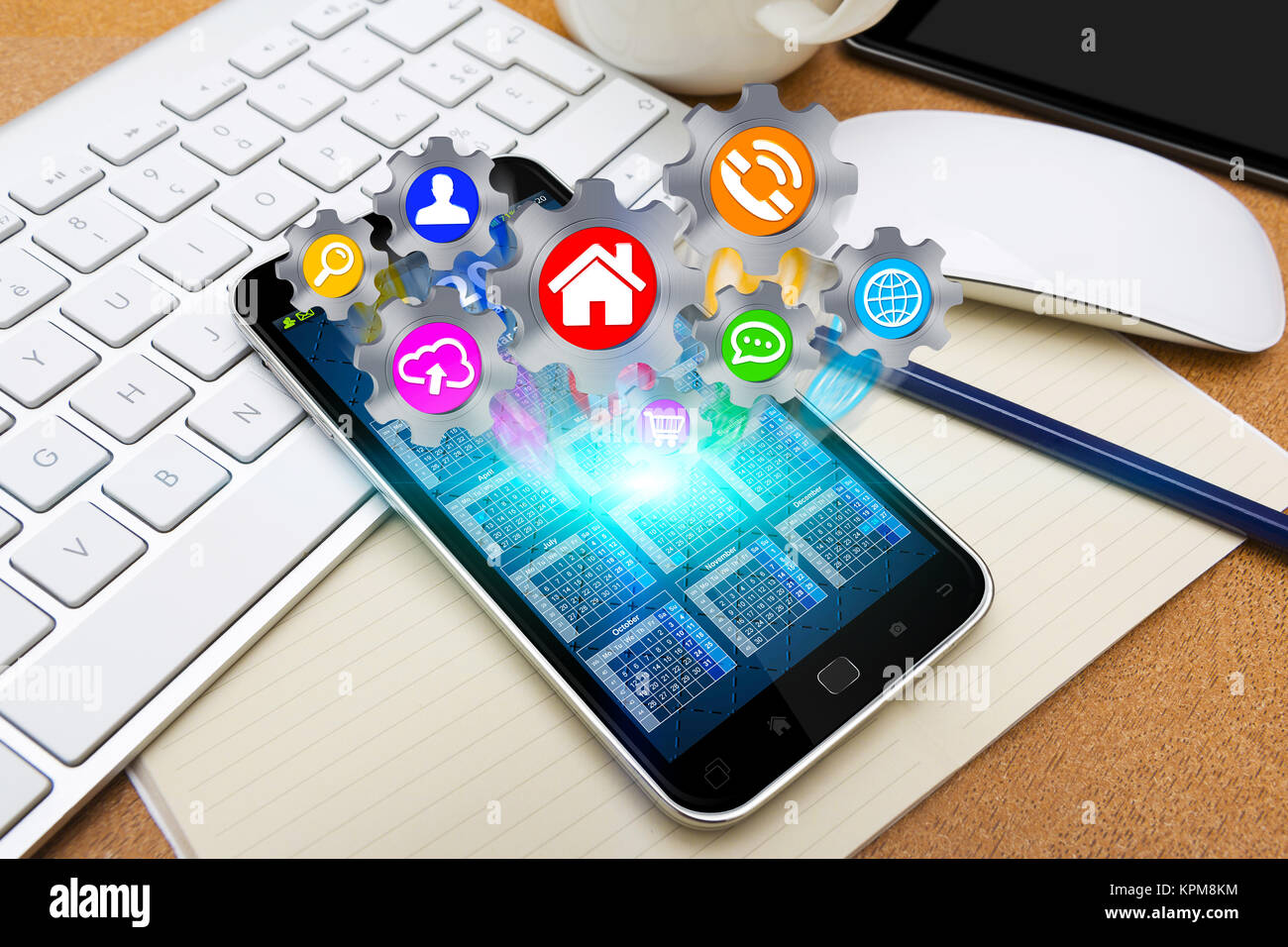Modern mobile phone with icons Stock Photo - Alamy
