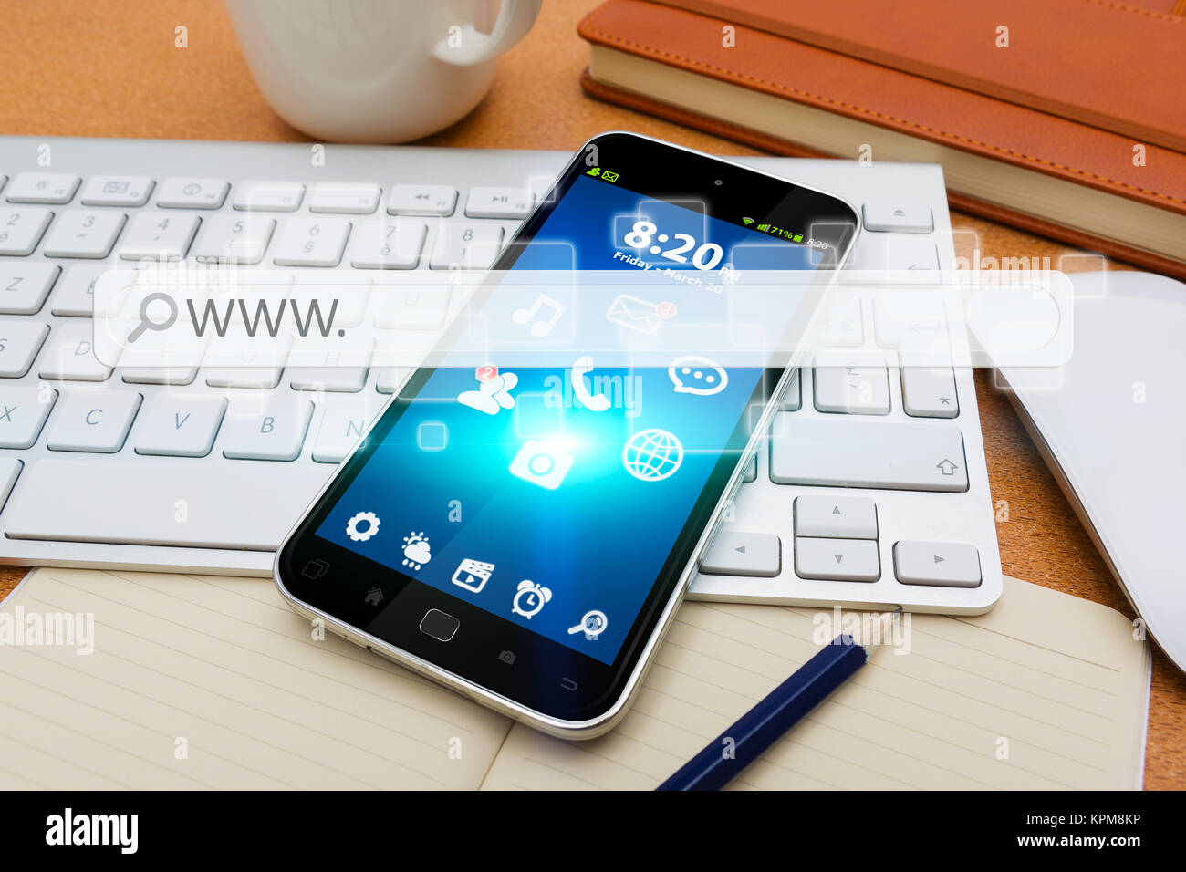 Modern mobile phone with internet web bar Stock Photo - Alamy