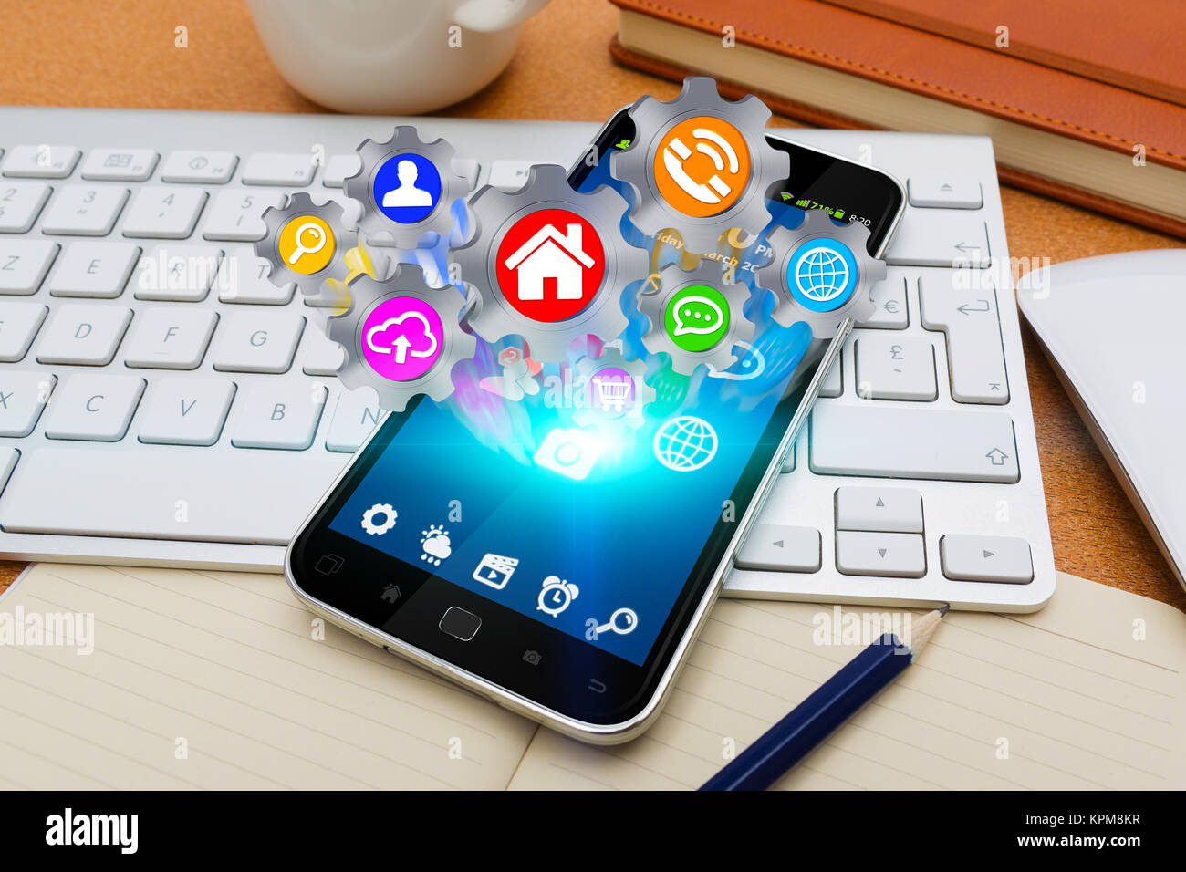 Modern mobile phone with icons Stock Photo - Alamy