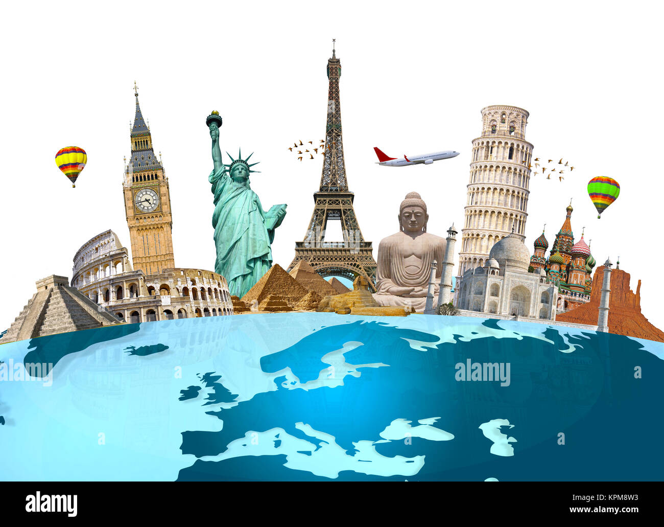 Illustration of famous monument of the world Stock Photo - Alamy