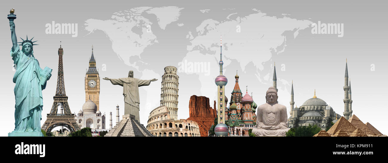 Illustration of famous monument of the world Stock Photo - Alamy