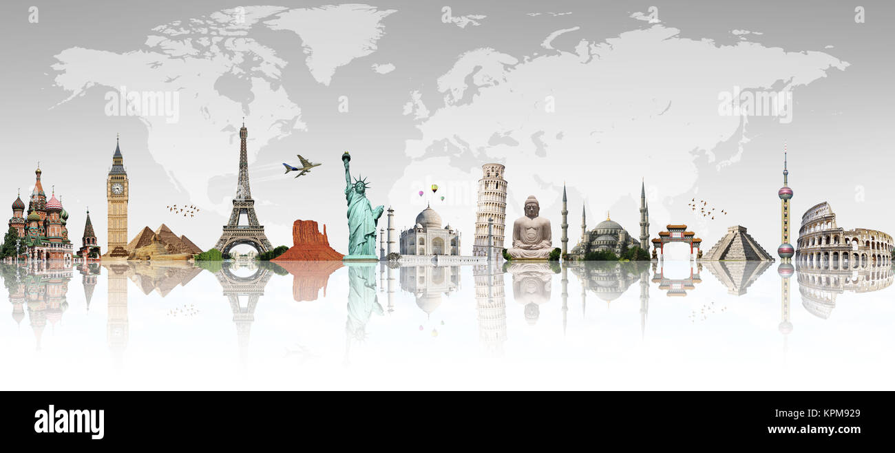 Illustration of famous monument of the world Stock Photo - Alamy