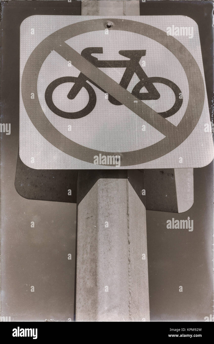 in australia the sign of no bike in the clear sky Stock Photo - Alamy