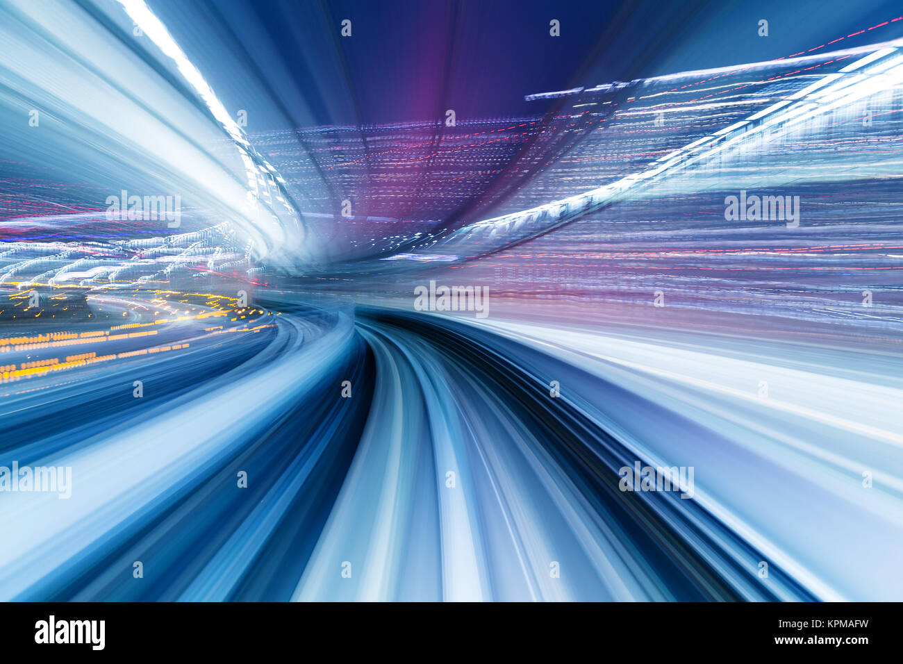 Speedy train moving in tunnel Stock Photo - Alamy