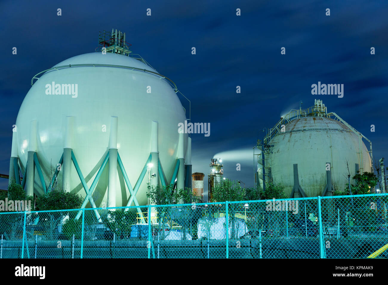 Gas Processing Plant at night Stock Photo - Alamy