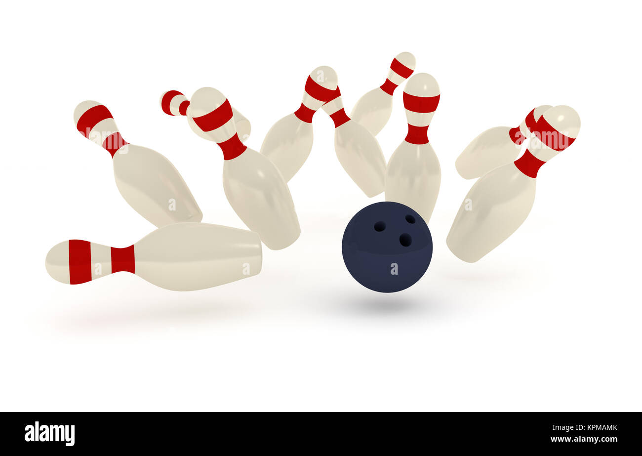 bowling pins and ball Stock Photo - Alamy