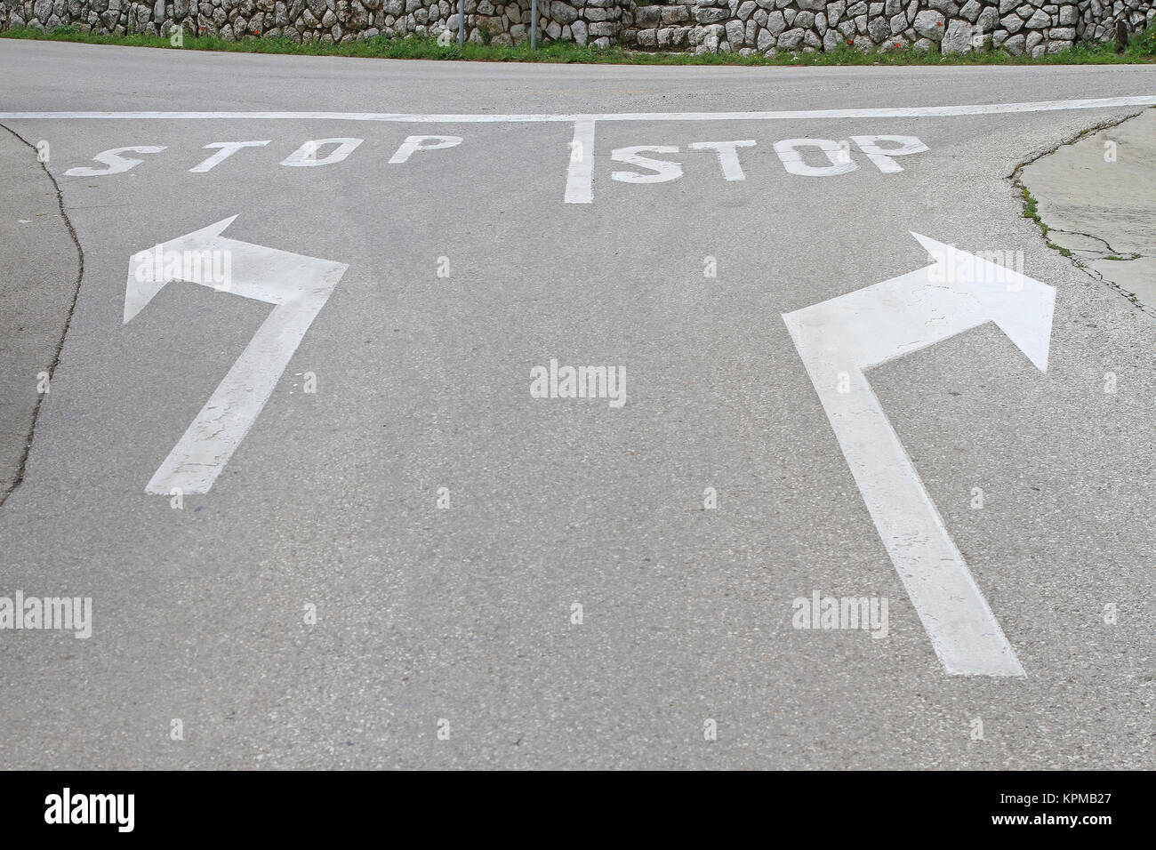 Road traffic sign two arrows hi-res stock photography and images - Alamy