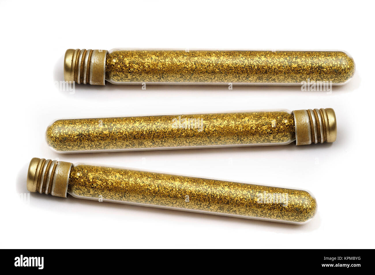 tubes of glitter alluvial gold Stock Photo - Alamy
