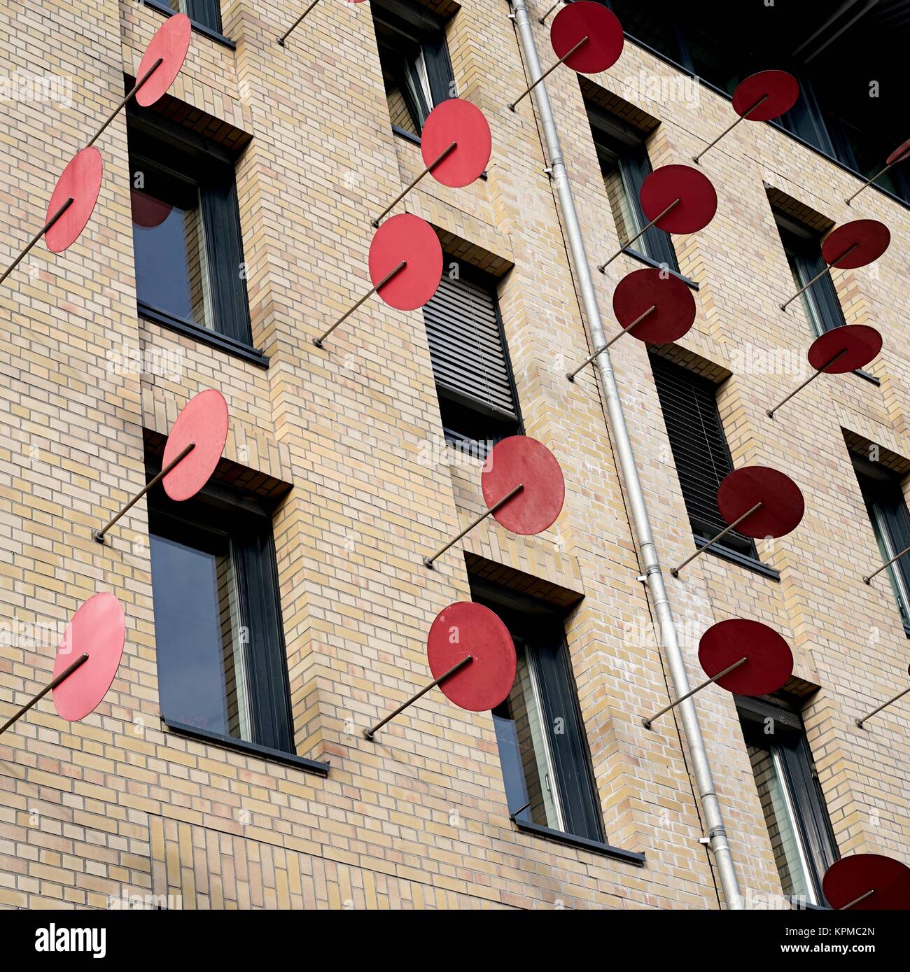 red metal discs at the Chief Financial Directorate in Magdeburg Stock ...