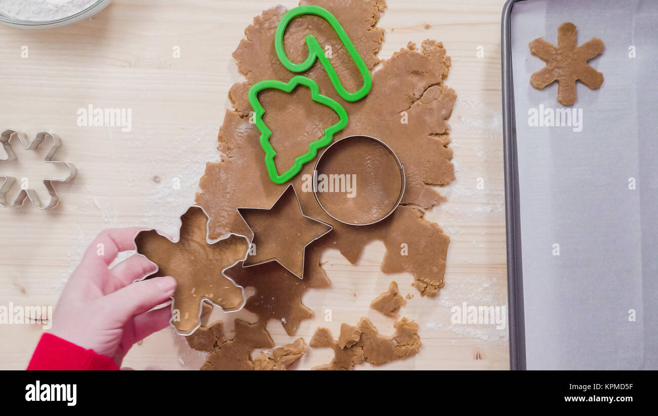 Step by step. Baking gingerbread cookies for Christmas Stock Photo - Alamy