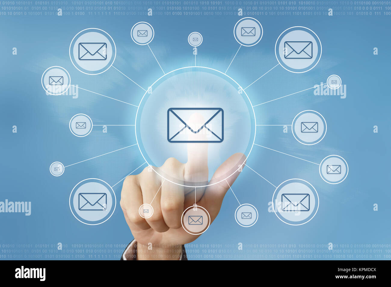 business hand press e-mail button Stock Photo - Alamy