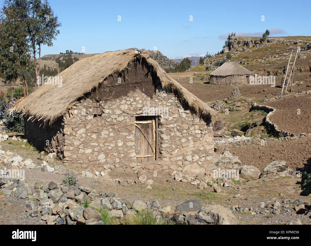 Traditional homes in the upland of Amhara, Ethiopia, Africa Stock Photo ...