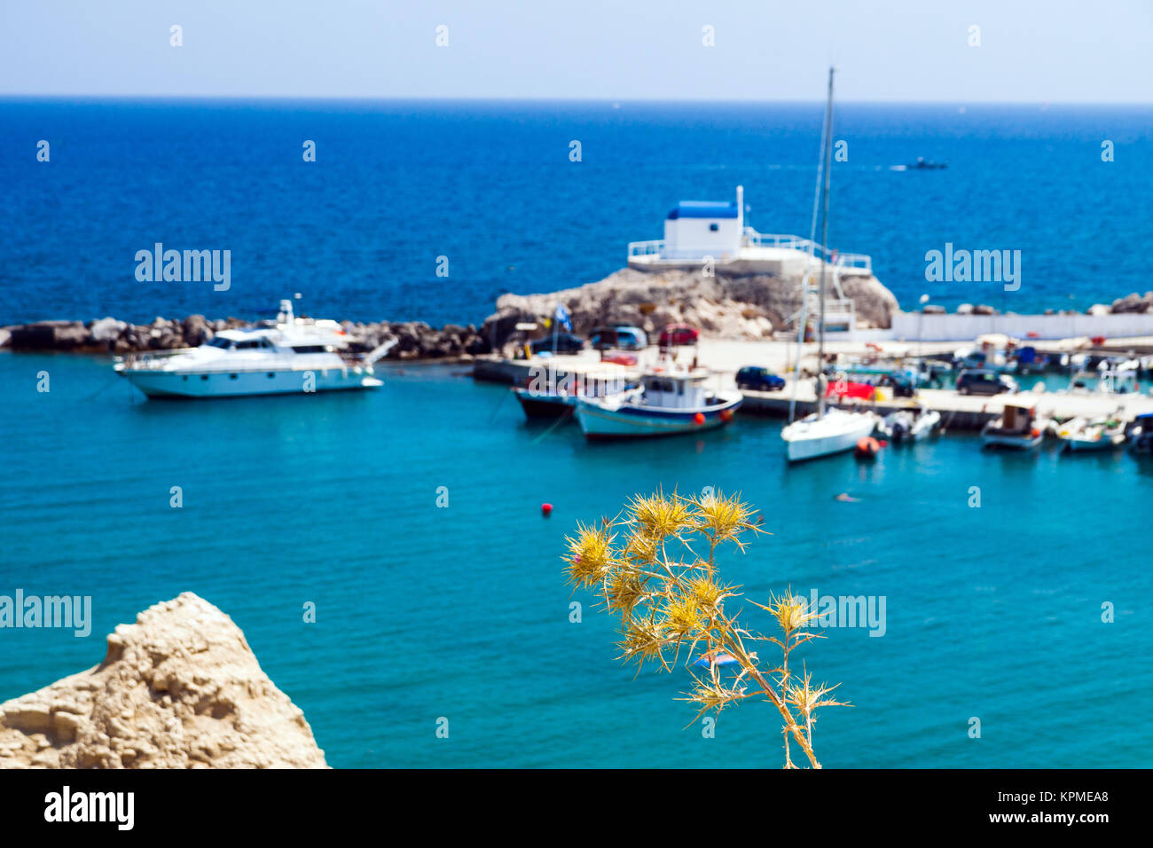 Kolymbia beach with the rocky coast in Greece Stock Photo - Alamy