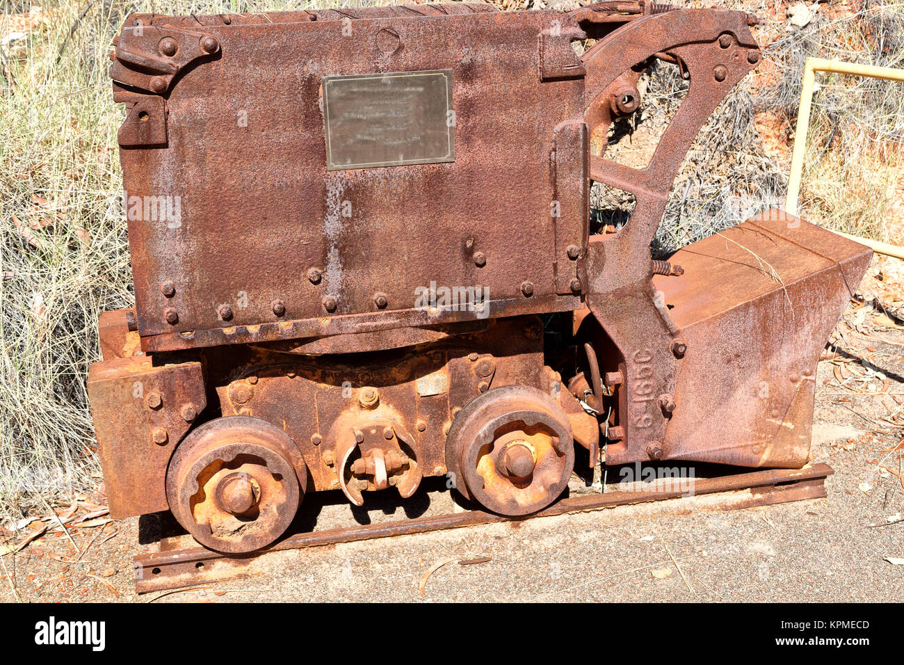in australia the old and rusted mining cart and broken railway Stock ...