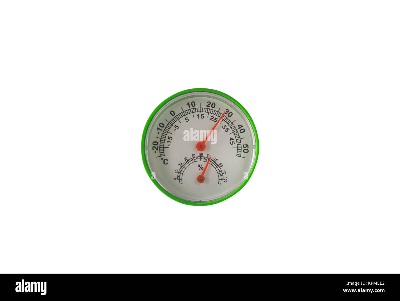Green Temperature gauge isolated on white background Stock Photo - Alamy